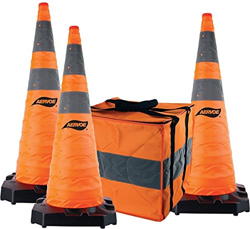 36" Heavy Duty Collapsible Safety Cones 3 Pack Kit with Rubber Base (36 ...