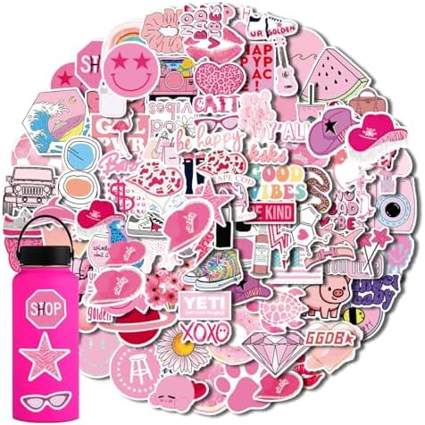 Amazon.com: Preppy Sticker 50pcs Pink Party Supplies Decor Aesthetic ...