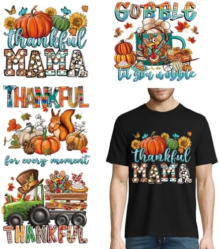 Amazon.com: 36 Sheets Fall Iron on Transfers Thanksgiving Iron On Vinyl ...