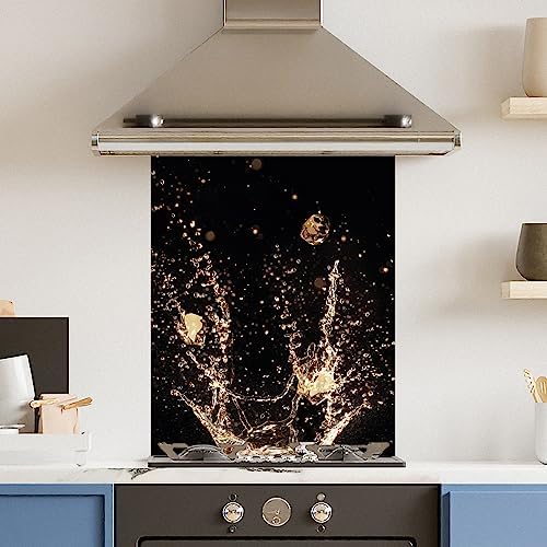 Premium 60 cm x 75 cm Water Splash Glass 6mm Kitchen Splashback Heat ...