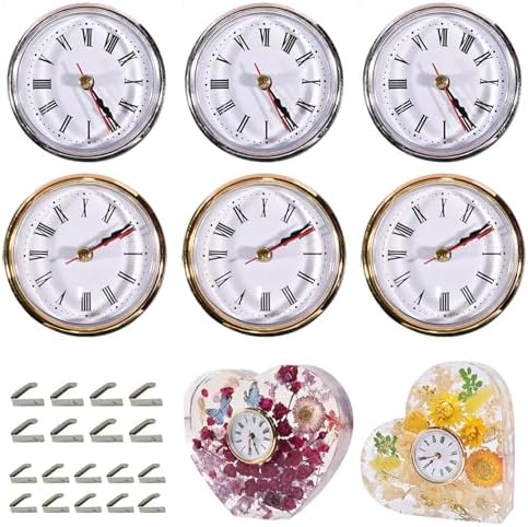 Pineeseatile Clock Insert 6Pcs 2.6In Round Gold & Silver Clock Parts ...
