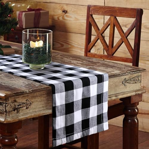 Amazon.com: 6 Pack Buffalo Check Table Runners 14x72inch Black and ...