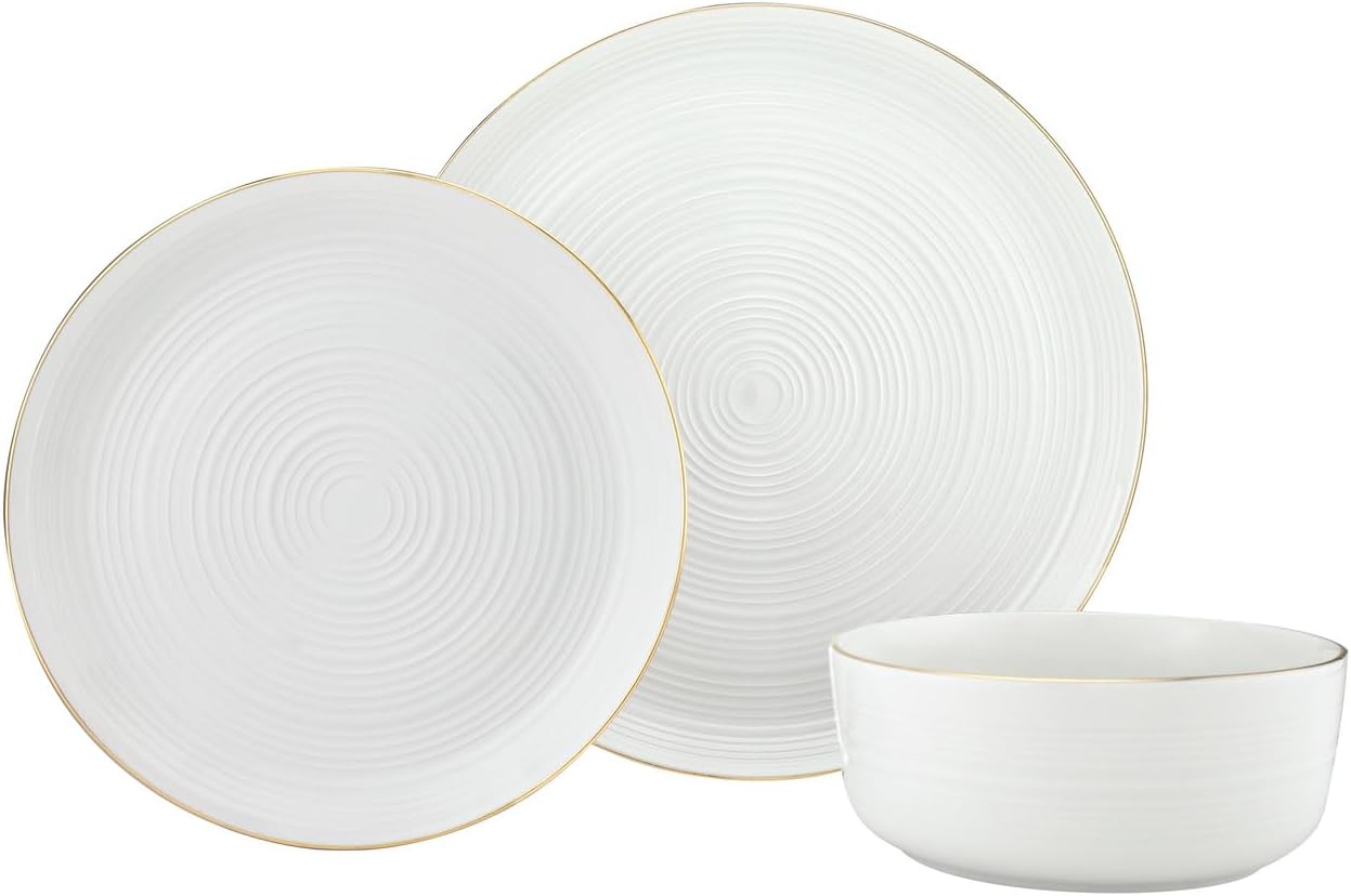 Amazon.com | Godinger Porcelain Dinnerware Set - 12-Piece Set, 4 Each ...