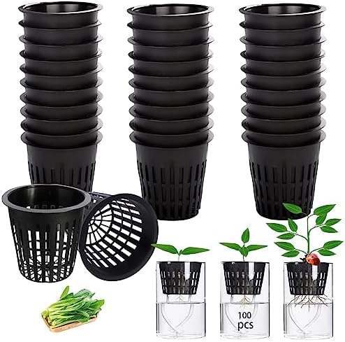 100 Pack Garden Slotted Mesh Net Cups, 2" Round Hydroponic Net Pots ...