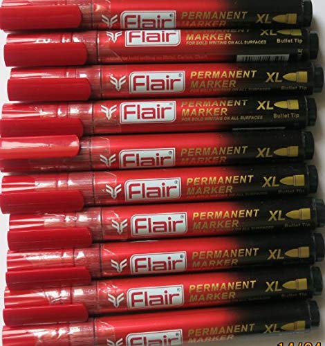 Flair Permanent Marker Pen Red Pack Of 10 : Amazon.in: Industrial ...