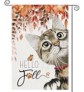 Amazon.com : Fall Cat Garden Flags 12x18 Inch Double Sided, Hello Fall ...