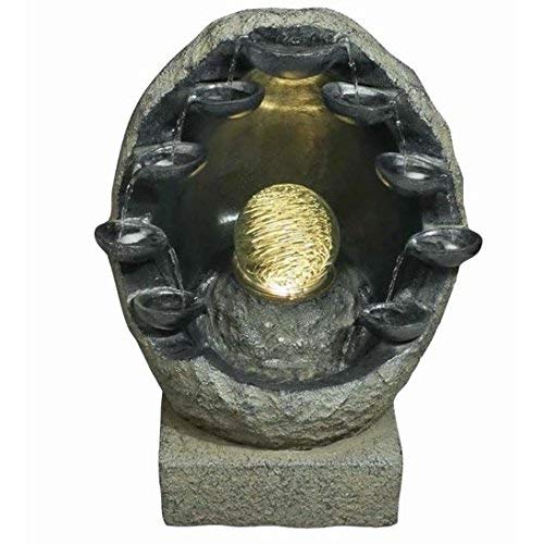 UK Water Features Enchanted Spinning Crystal Ball Lit Garden Patio ...