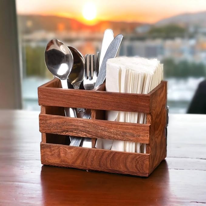 Zeyron Furniture Solid Sheesham Wood Parampara Cutlery Holder | 2 ...