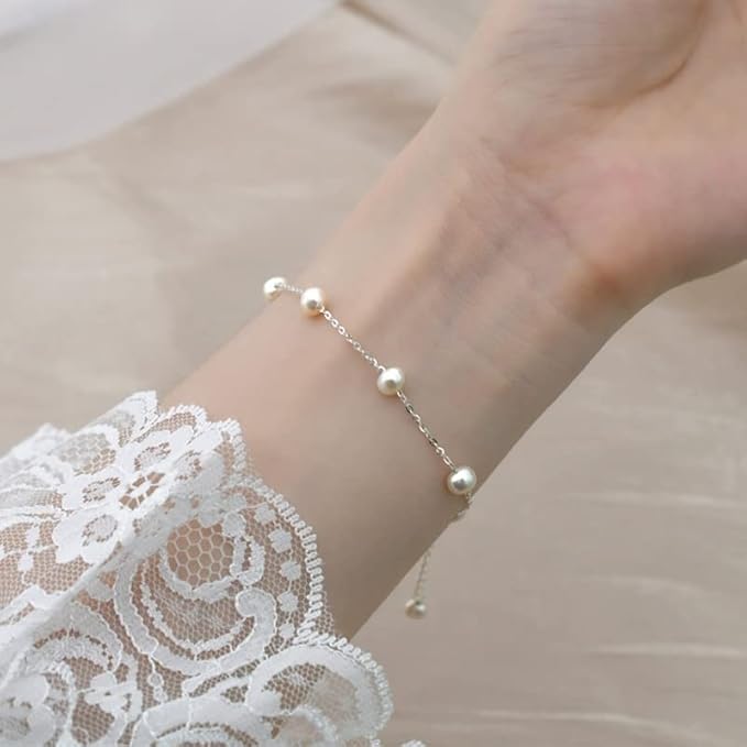 ZLING 4-5mm Mini Natural Freshwater Pearl Bracelet 925 Sterling Silver ...