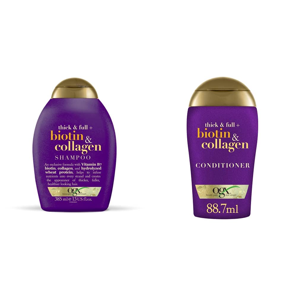 OGX Biotin & Collagen Hair Thickening Shampoo, 385ml & Thick & Full ...