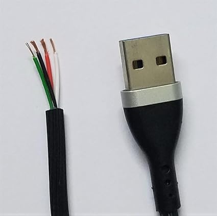 USB A Male Plug to Bare Wire Open End Cable 2 Ft 5V 3.1A 4 cores Power ...