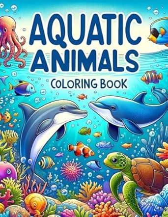 Aquatic Animals Coloring Book : N., J.: Amazon.co.uk: Books