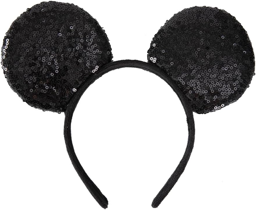 Amazon.com: JIAHANG Classical Black Mouse Ears Headband with Sequins ...