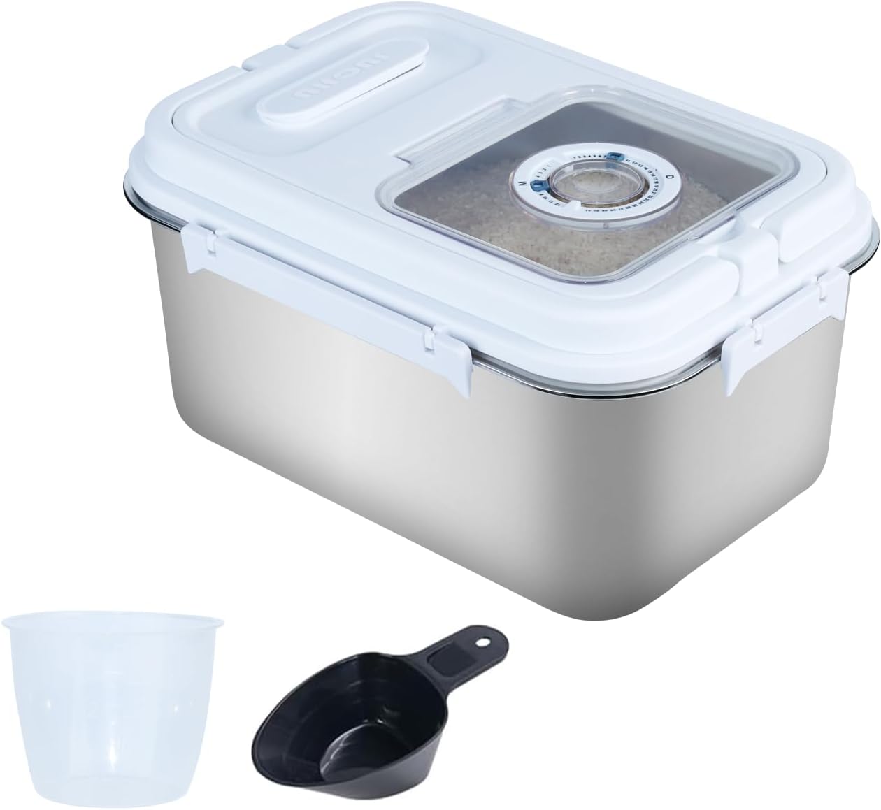 Amazon.com: Qiveno Airtight Rice Storage Container Bin 20lb, Stainless ...