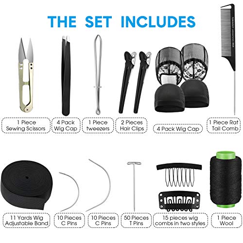 Wig Making Cap Pins Needles Set, Dome Mesh Lace Wig Cap 70 Pieces T ...