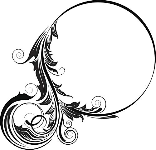 Cute Antique Fancy Circle Design Cartoon Vinyl Sticker (4" Wide, Left ...