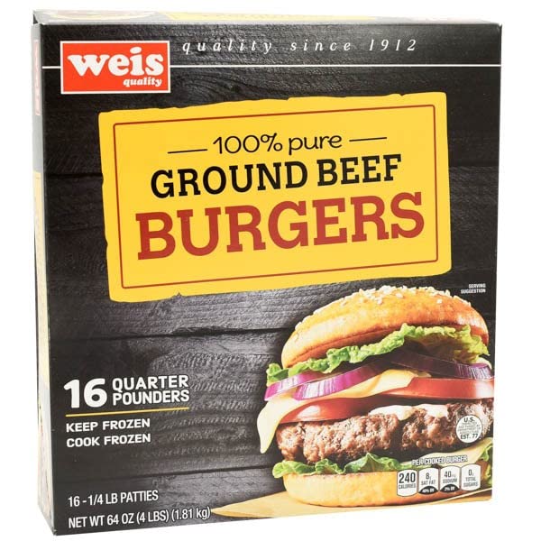 Amazon.com: Weis Quality, Frozen Beef Hamburgers, 64 Ounce : Grocery ...