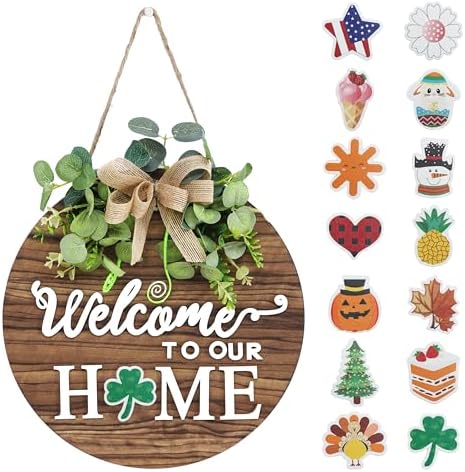 Amazon.com : Geetery Interchangeable Welcome Sign for Front Door Xmas ...
