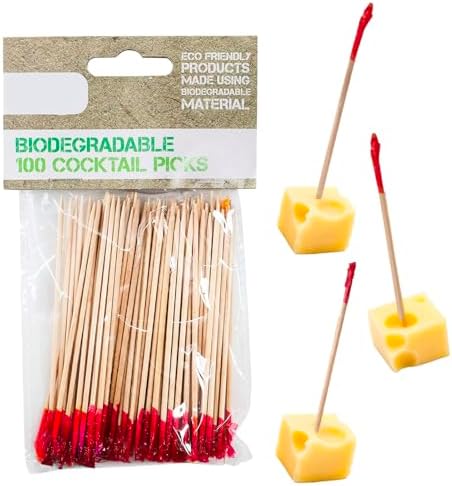 100 Large 10cm Round Cocktail Sticks with Colourful Cello Frilled Ends ...