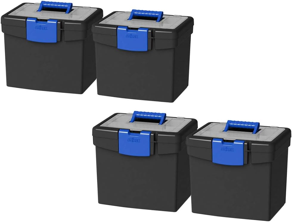 Amazon.com : Storex Portable File Box, with Lockable XL Supply Storage ...