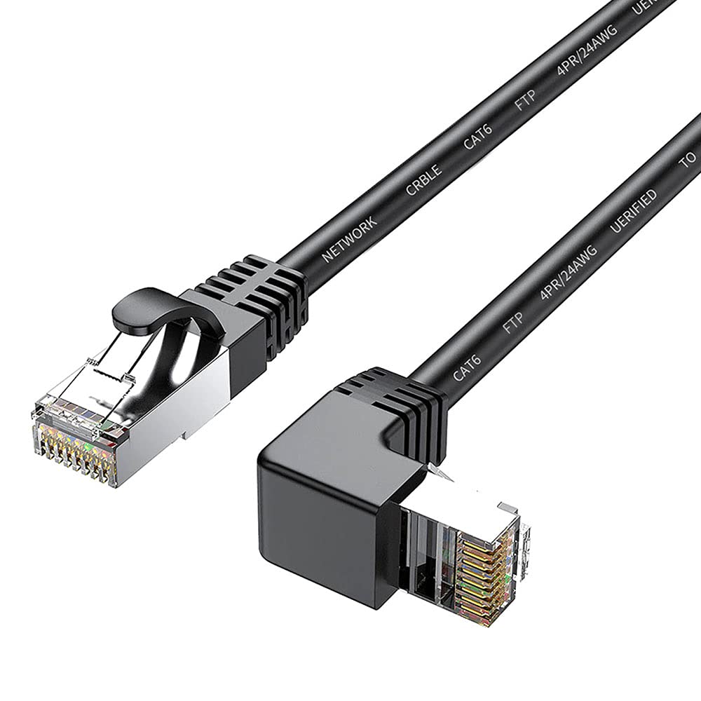 JUXINICE CAT6 Shield Ethernet Patch Cable 90 Degree Upward Right Angle ...