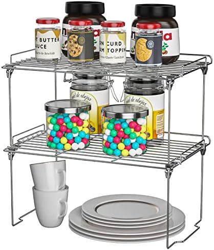 QIWODE Kitchen Cupboard Organiser, Home and Kitchen Storage Shelf Wire ...
