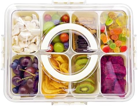 Amazon.com: NOIRUC-CZ Divided Clear Snackle Box with Lid and Handle ...