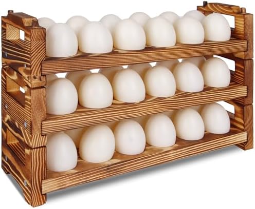 Amazon.com: CVHOMEDECO. Wooden Egg Holder Fresh Egg Holders Countertop ...