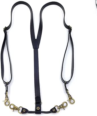 Leather Suspenders For Men Shiny Genuine Leather Y Back Adjustable Belt ...