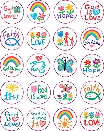 Carson Dellosa 5239 Kid Drawn Christian Faith Circle Shape Stickers ...