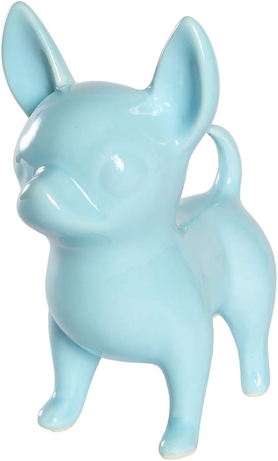 Amazon.com: Nayothecorgi Chihuahua Statue - Shiny Blue Standing Ceramic ...