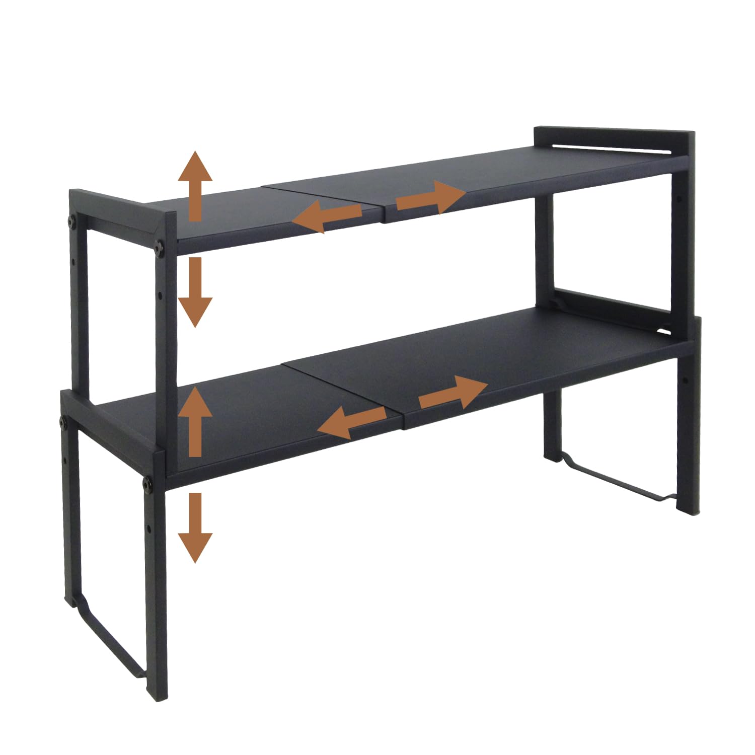 Goodsnetic 2 Packs Expandable Cabinet Shelf 13.8~26"(L), Stackable ...