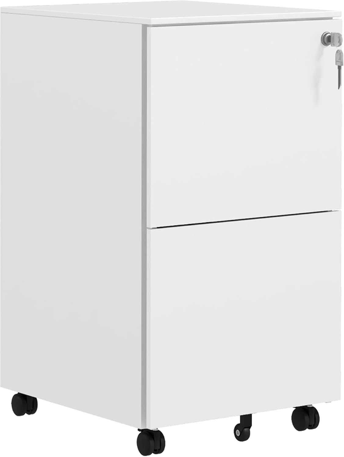Vinsetto Vertical Steel Filing Cabinet on Wheels, 2-Drawer Lockable ...