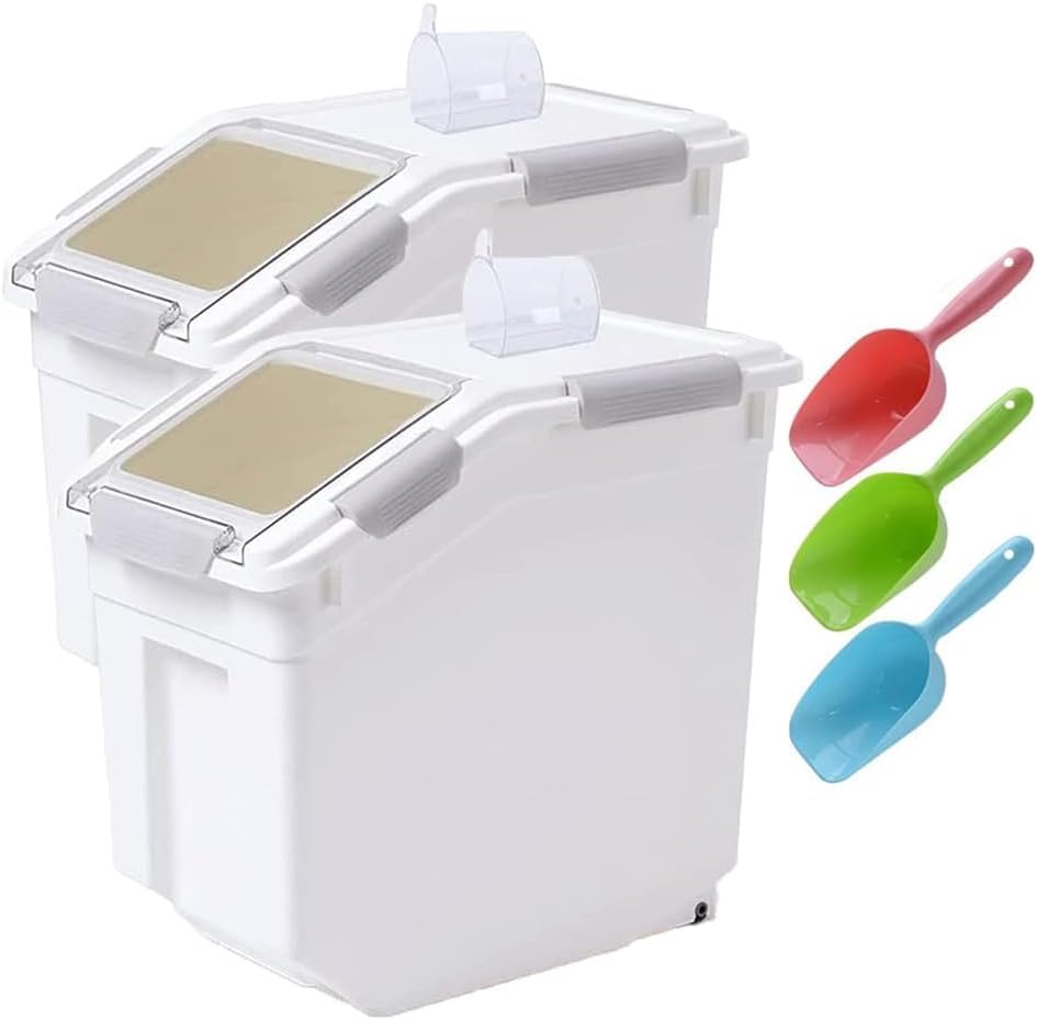 Amazon.com: Large Flour Storage Container 25lb, 2 Pack BPA FREE Plastic ...