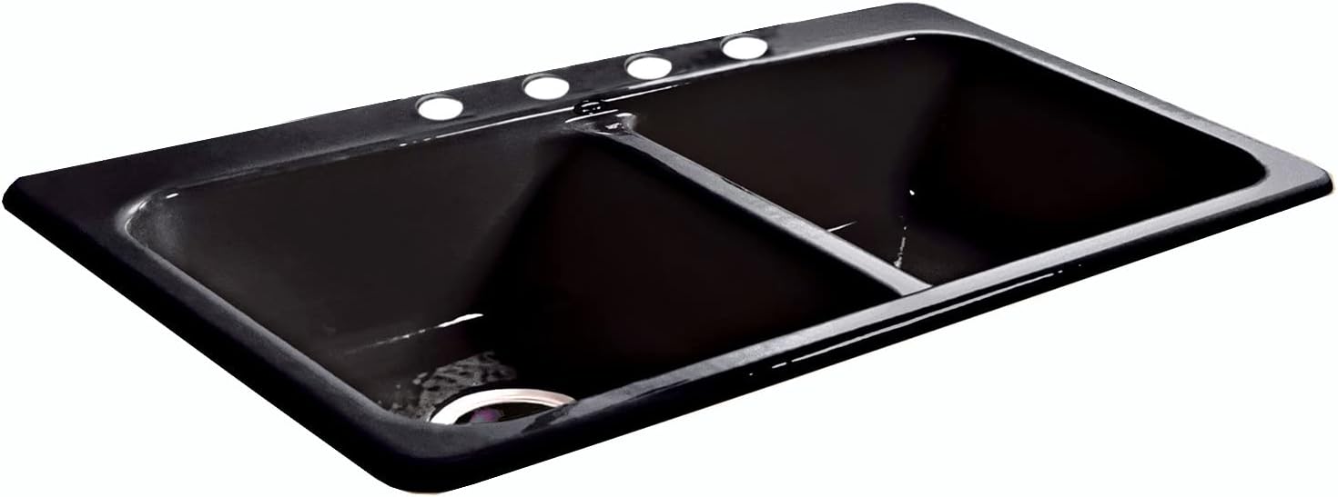 CECO Sinks-Daytona 725-4-78 Self Rimming Double Bowl Cast Iron Kitchen ...