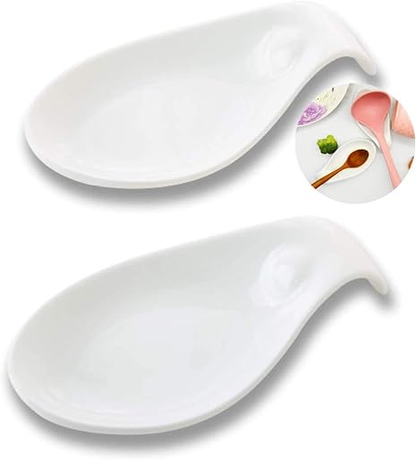 Amazon.com: Spoon Rest Set of 2 Spoon Rest Ceramic Spoon Rest White ...