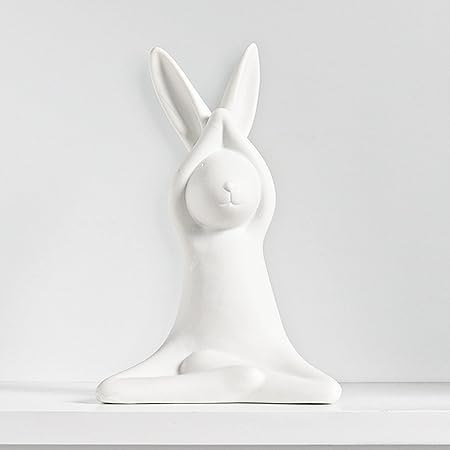 Amazon.com: Lifexquisiter White Yoga Bunny Figurine, Ceramic Yoga Bunny ...