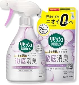 Amazon.co.jp: 布用除菌スプレー リセッシュ除菌EX 徹底消臭 ピュアソープの香り 本体 370ml + 詰替え 320ml 汗 皮脂臭 ニオイ予防 : ドラッグストア
