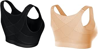 Women's Full Coverage Front Closure Wire Back Support Posture Bra 2PC ...