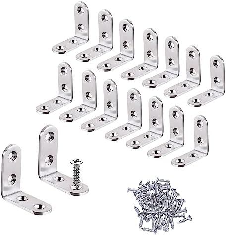 Amazon.com: L Bracket, 16 PCS Stainless Steel Corner Brace Sets, 1.57x1 ...