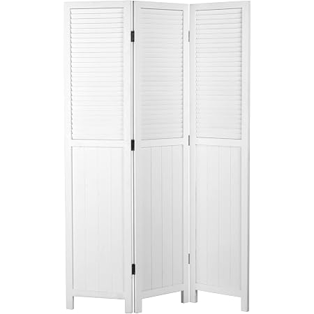 Amazon.com: MyGift Whitewashed Wood 4 Panel Room Divider Wall Partition ...