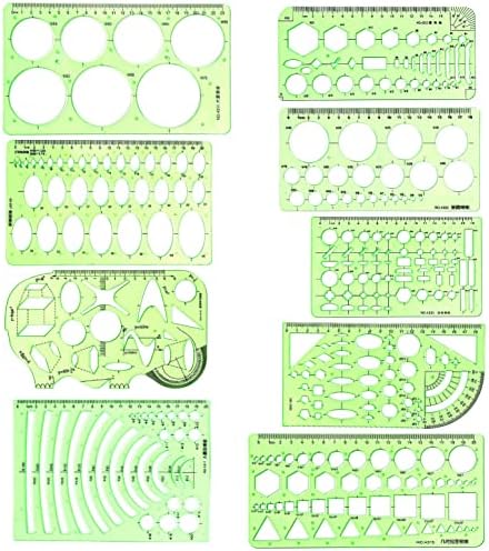 11 Pieces Geometric Drawings Templates Stencils Plastic Measuring ...