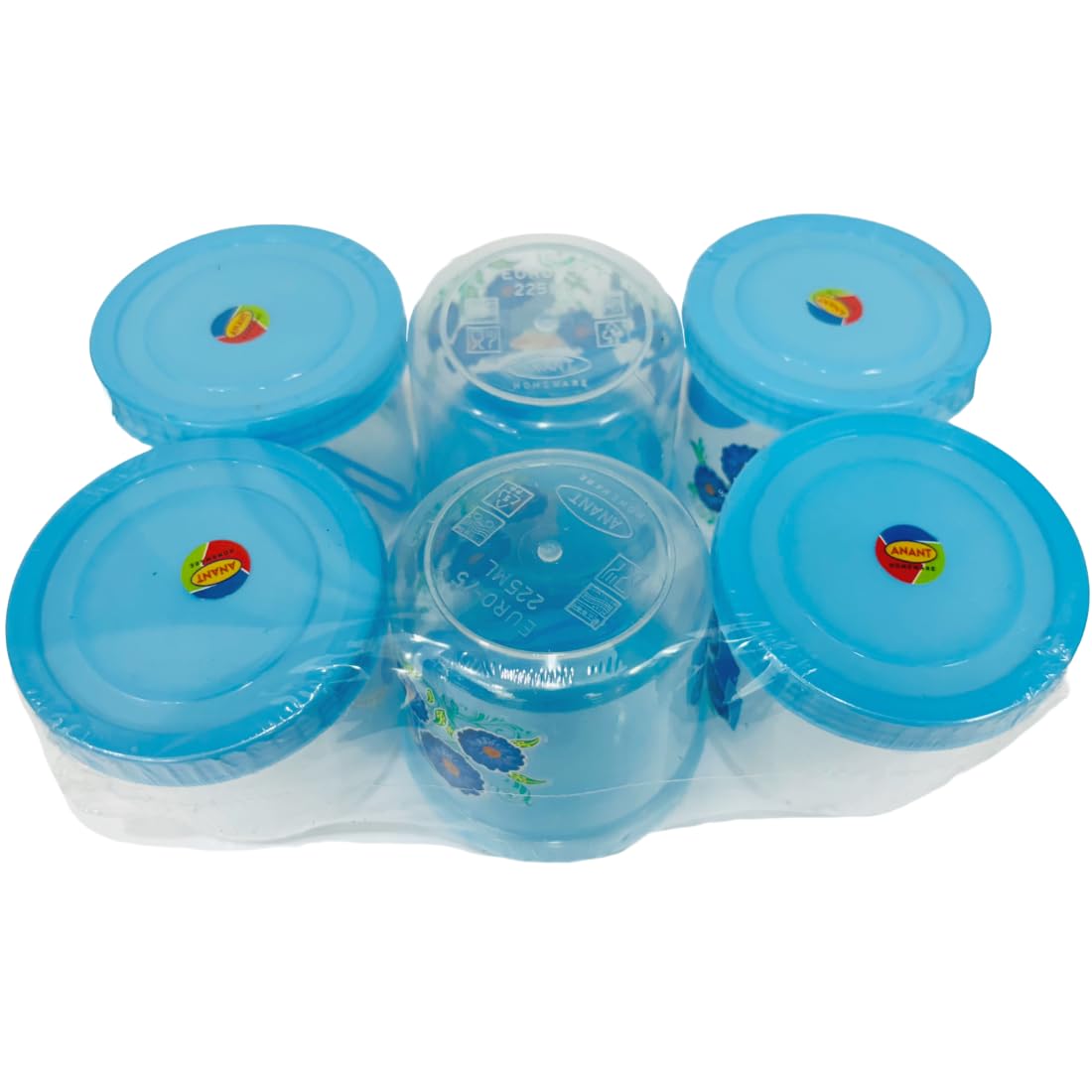 Buy Plastic Masala Container For Kitchen (Set of 6 225ml each Blue ...