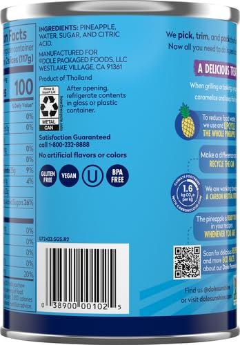 Dole Rebanadas de piña enlatadas en jarabe pesado 20 onzas