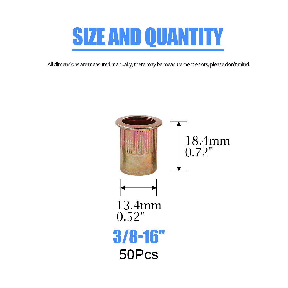 Snapklik.com : Glarks 50Pcs 3/8"-16UNC Zinc Plated Carbon Steel Rivet ...