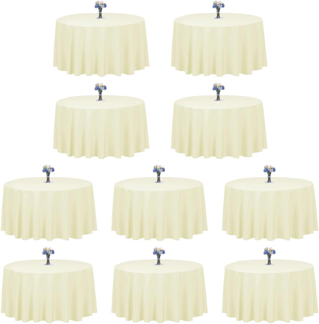 Amazon.com: LTC LINENS 10 Pack 120 Inch Round Tablecloth Ivory for 60 ...