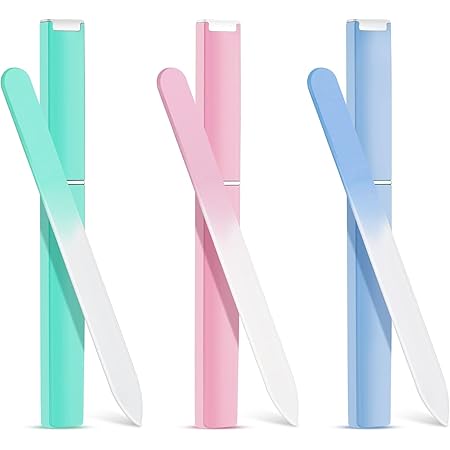 Glass Nail File 3 Pack,Nail File,Glass Nail File with Case,Fingernail ...