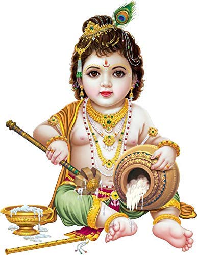 Kaushiki Collection PVC Bal Krishna Ji Wall Sticker With Multi Colour ...