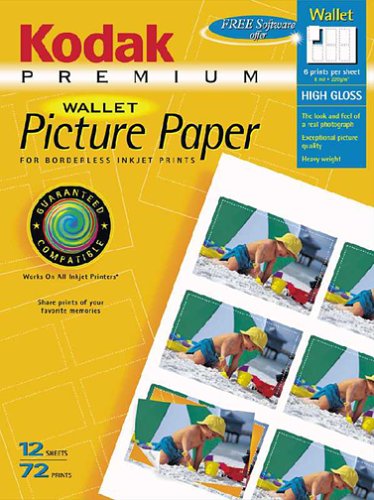 Kodak 8373292 Borderless Wallet Inkjet Photo Paper (15 Sheets) : Amazon ...