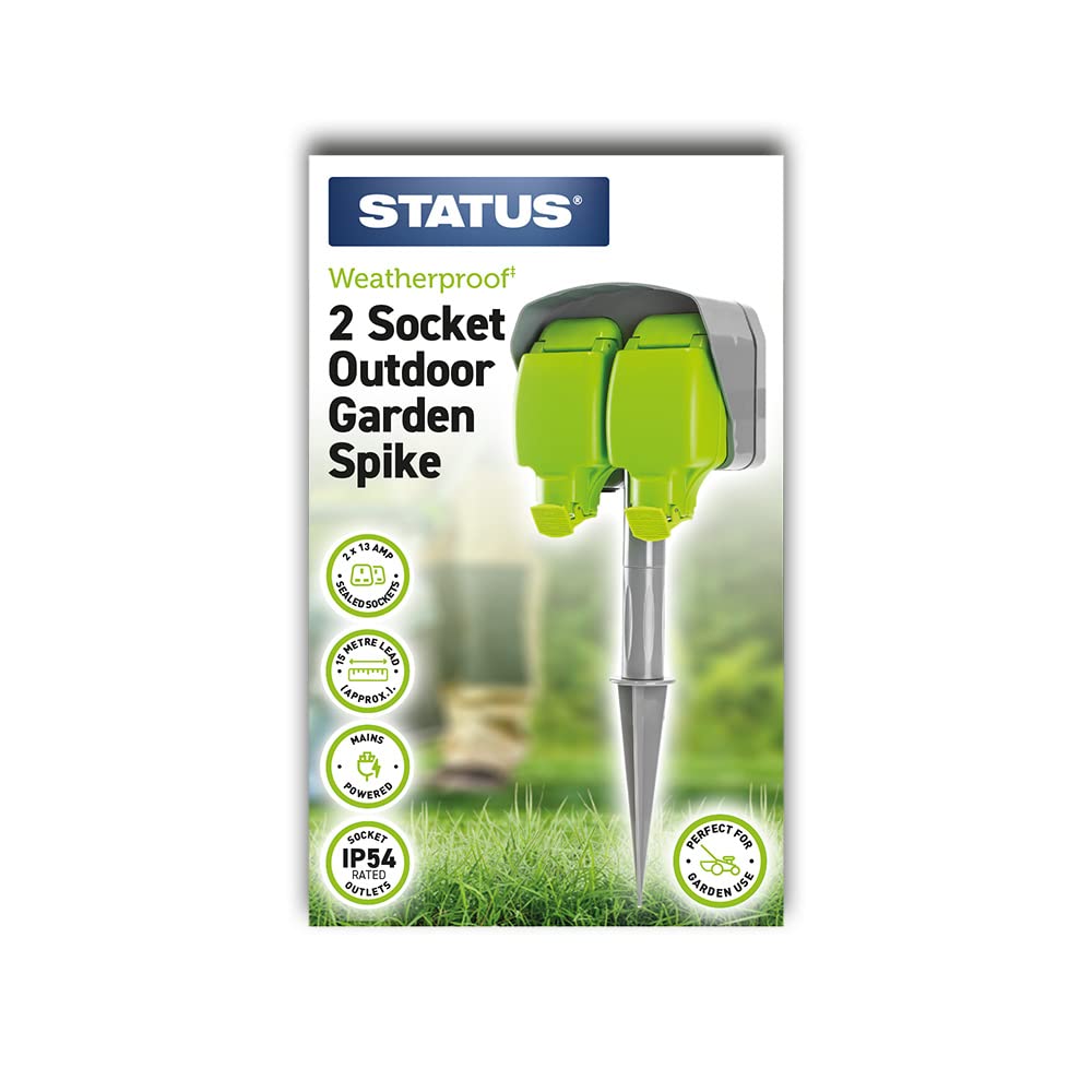 Status 2 Way15 Metre 13 Amp IP54 Outdoor Weatherproof Garden Spike ...